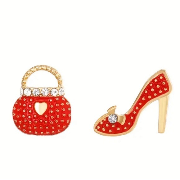 Asymmetrical | Jewelry | Nwt Red High Heels Bag Design Rhinestone ...